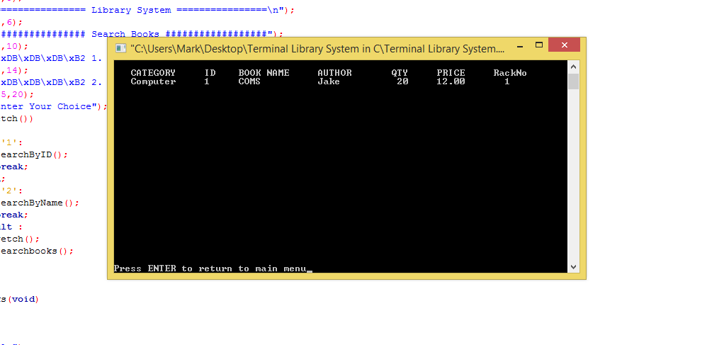 Terminal Library System In C With Source Code Sourcecodester